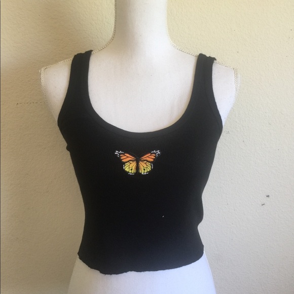 Brandy Melville | Tops | Brandy Melville Black Sheena Butterfly Tank ...